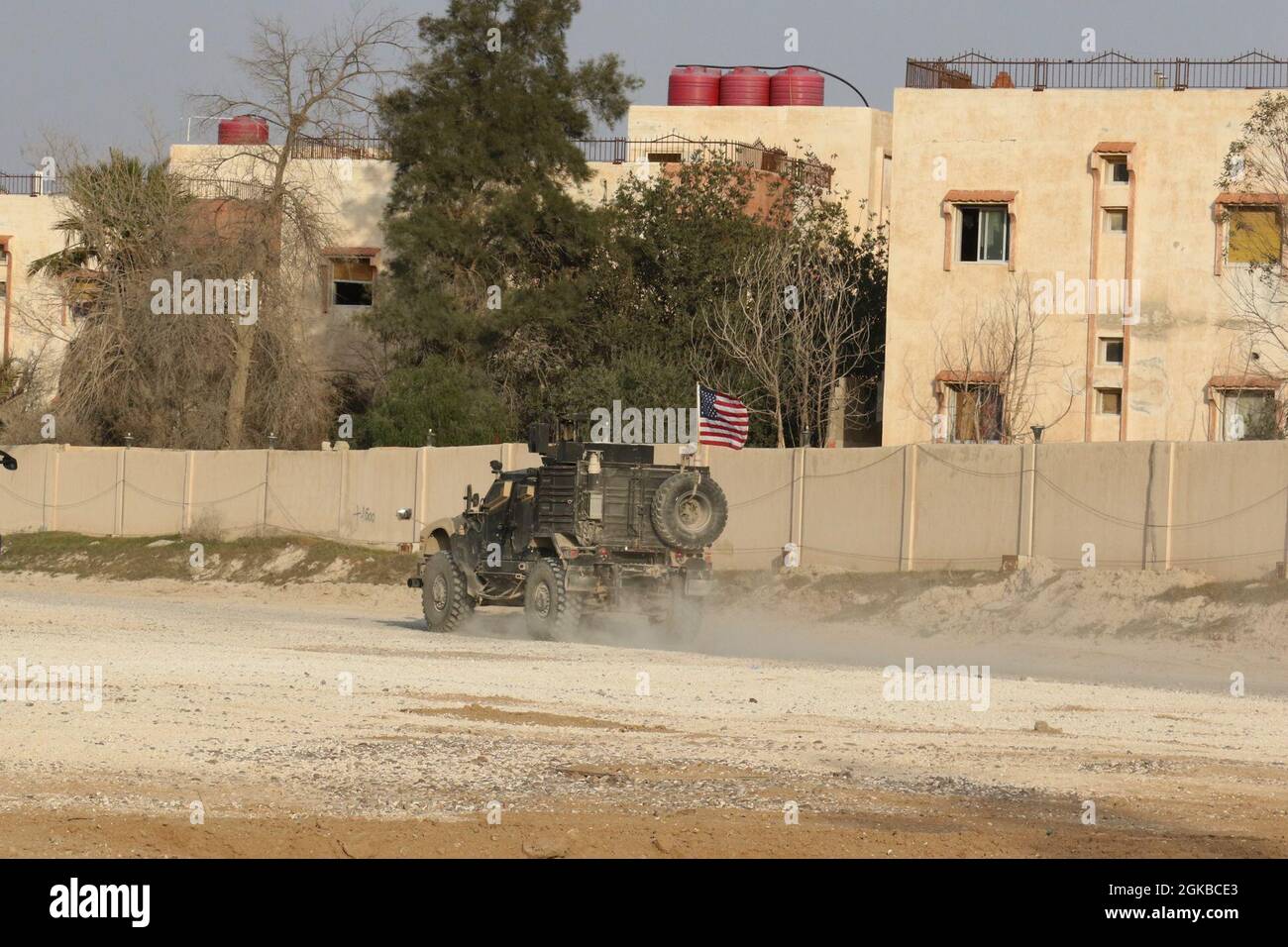 A U.S. Army mine-resistant, ambush-protected all-terrain vehicle drives ...