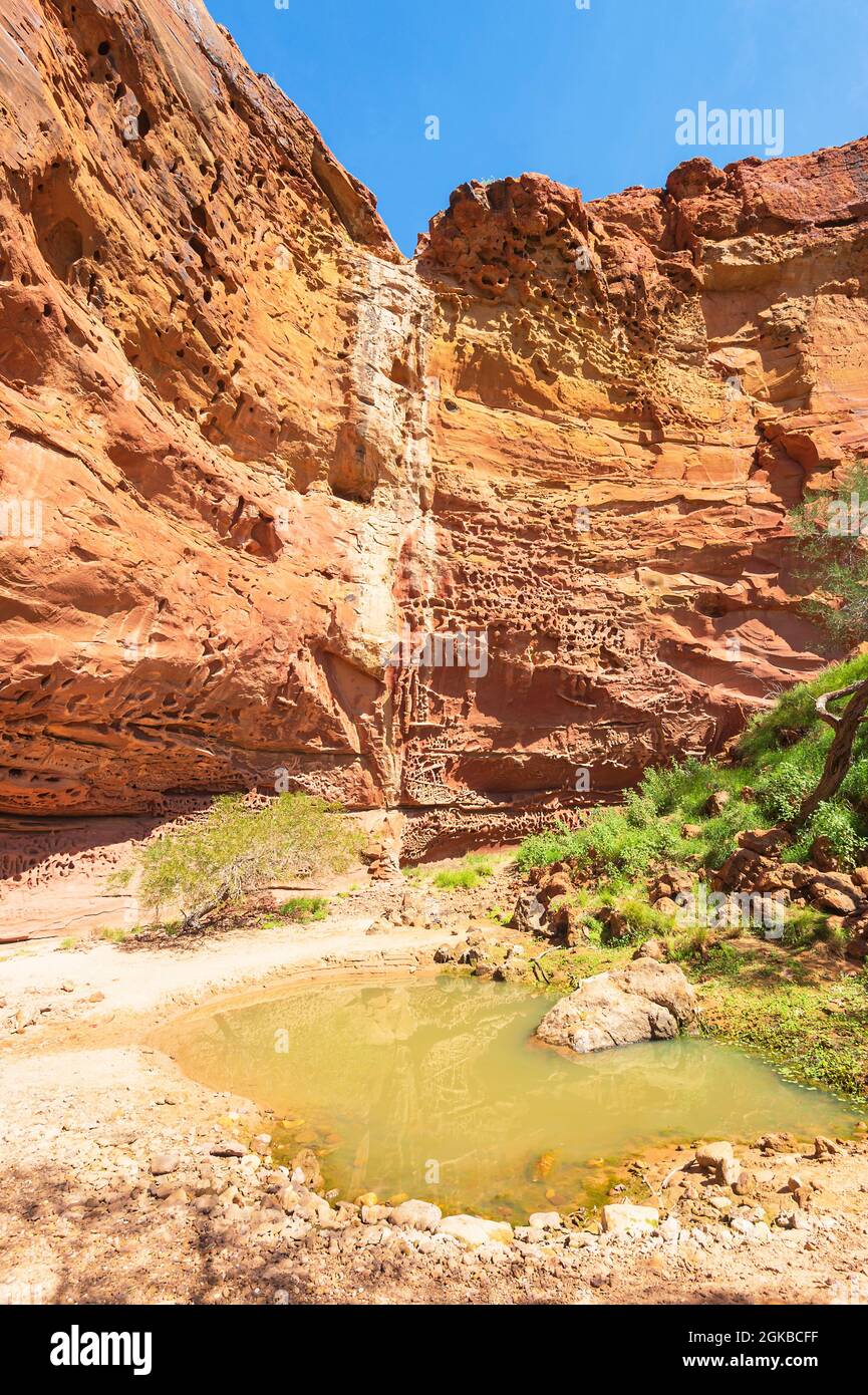 Vertical view of Honeycomb Gorge, a popular tourist attraction, Kennedy ...