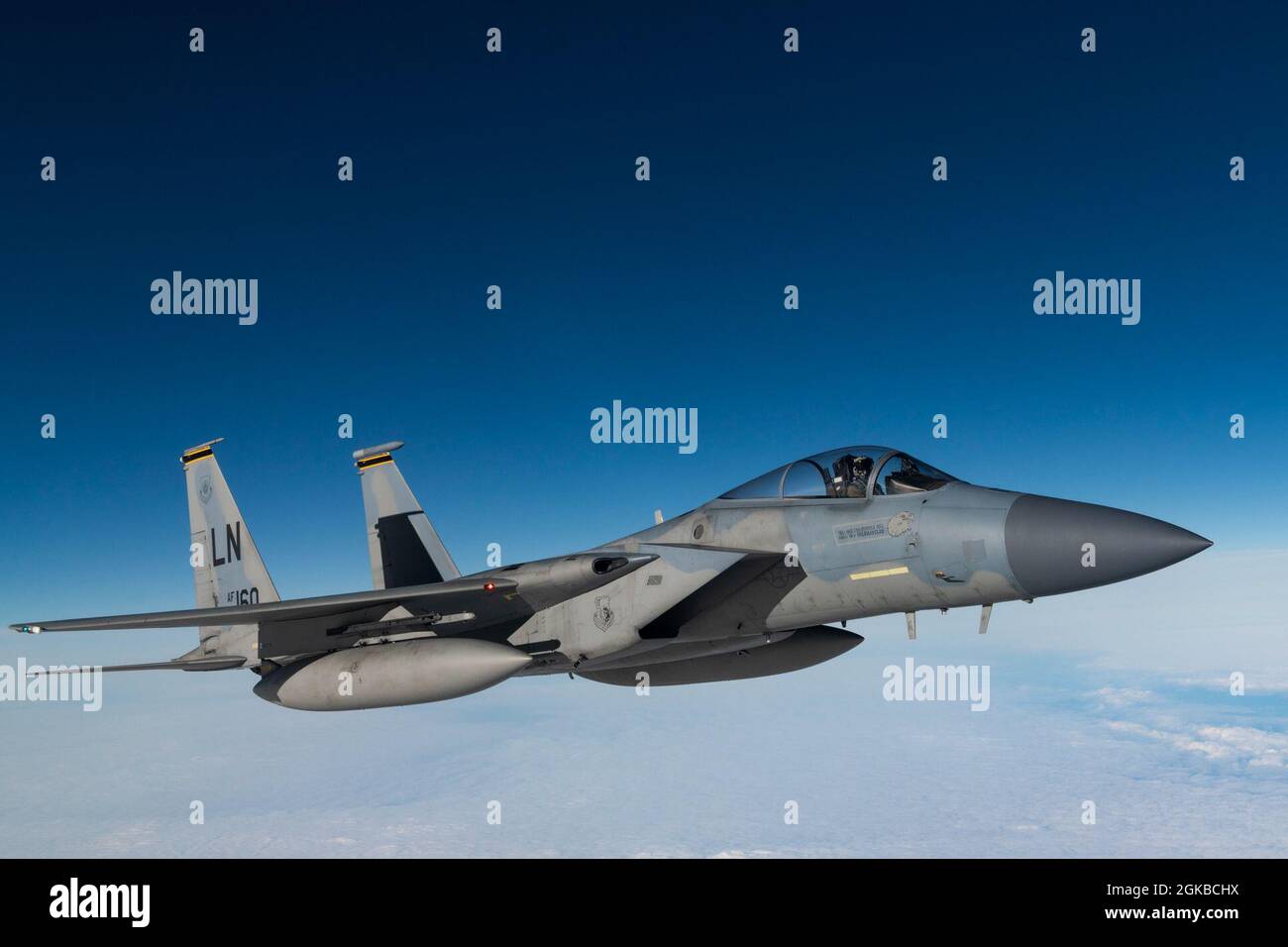 A U.S. Air Force F-15C Eagle assigned to the 493rd Fighter Squadron ...