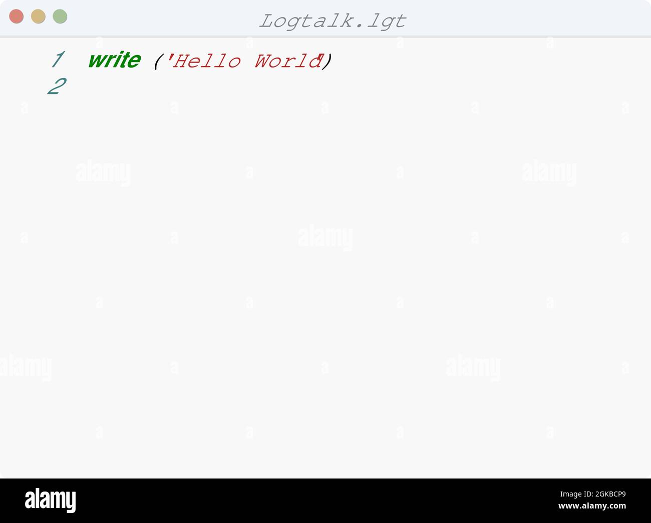 Logtalk language Hello World program sample in editor window illustration Stock Vector Image ...