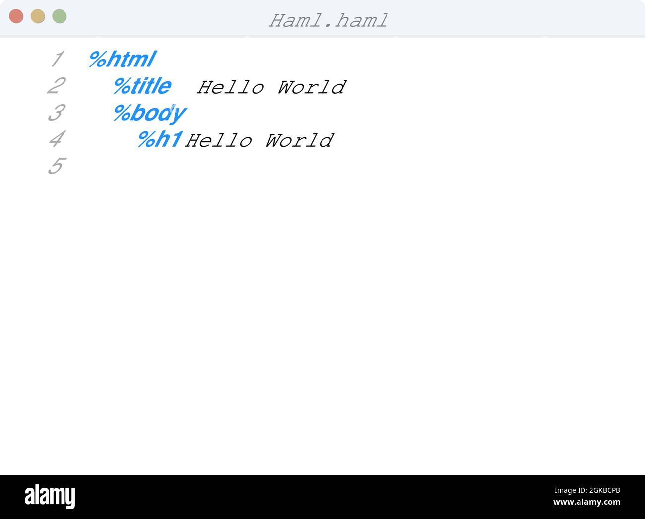 Haml language Hello World program sample in editor window illustration Stock Vector Image & Art ...