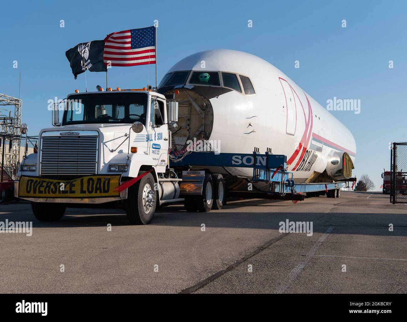 The fuselage of a Boeing 767 is moved into position at the U.S. Air ...
