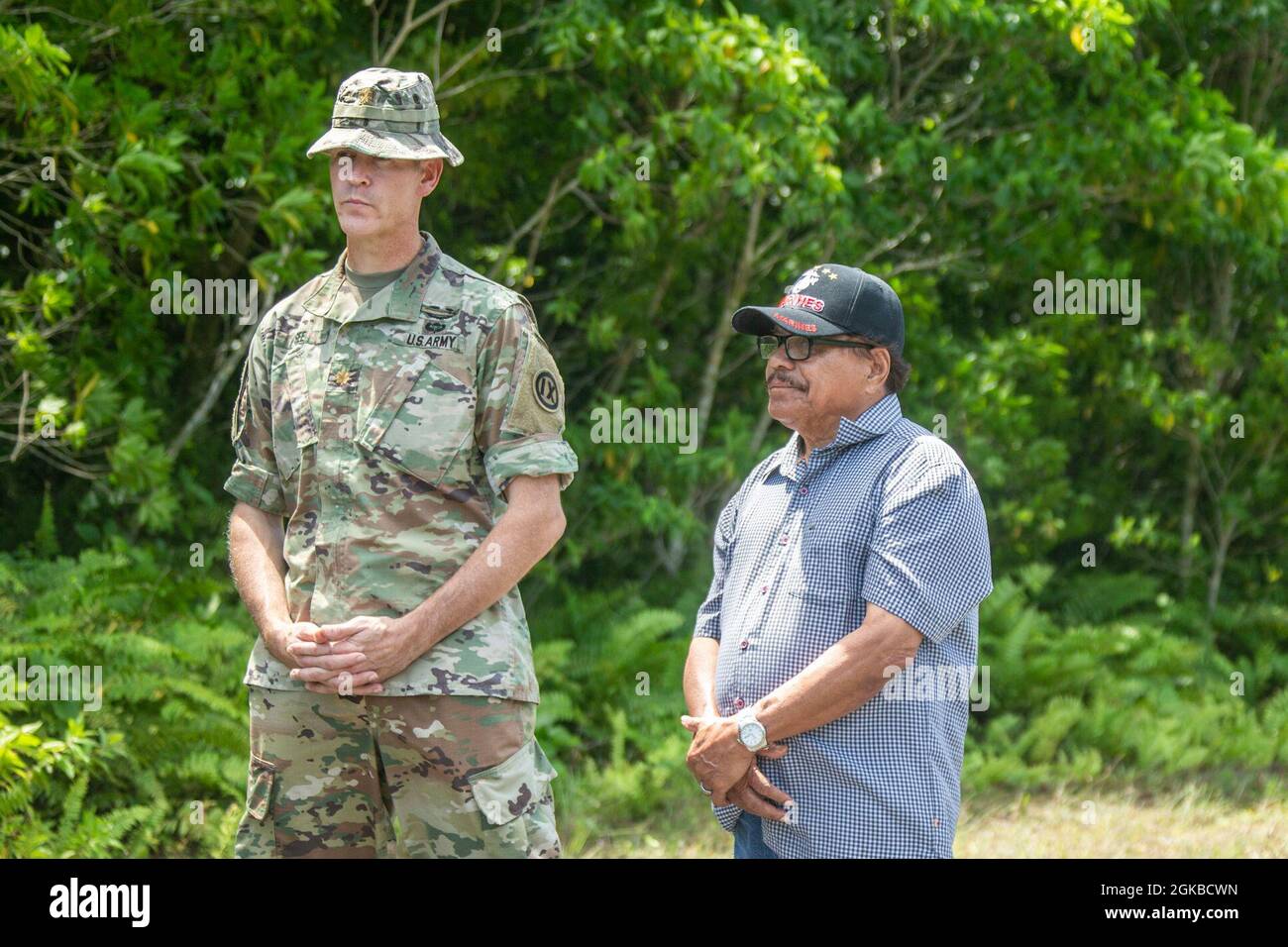 U.S. Army Maj. Matthew See, with Task Force Oceania, and Governor Temmy ...
