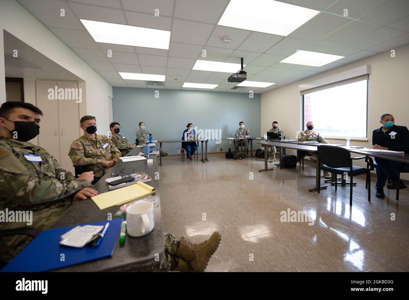 U.S. service members sit in a classroom during an Advanced Trauma Life ...