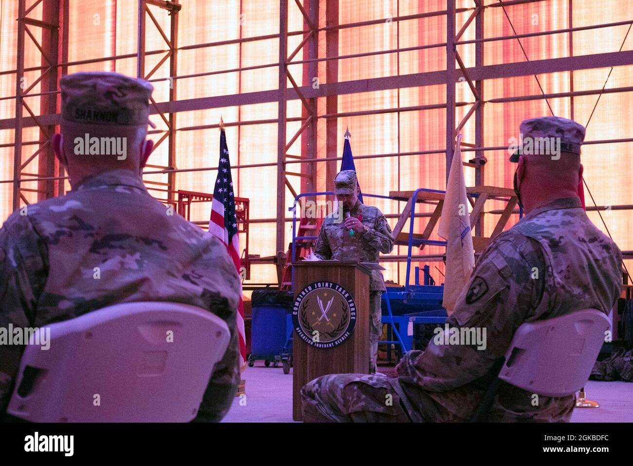 Sgt. Maj. John Shannon and Col. Mark Coble, 734th Regional Support ...