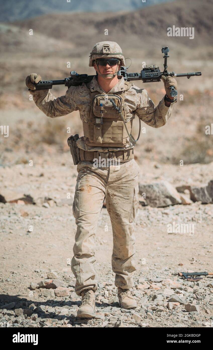 U.S. Marine Corps Lance Cpl. Cade Bokowy, a machine gunner with Charlie ...