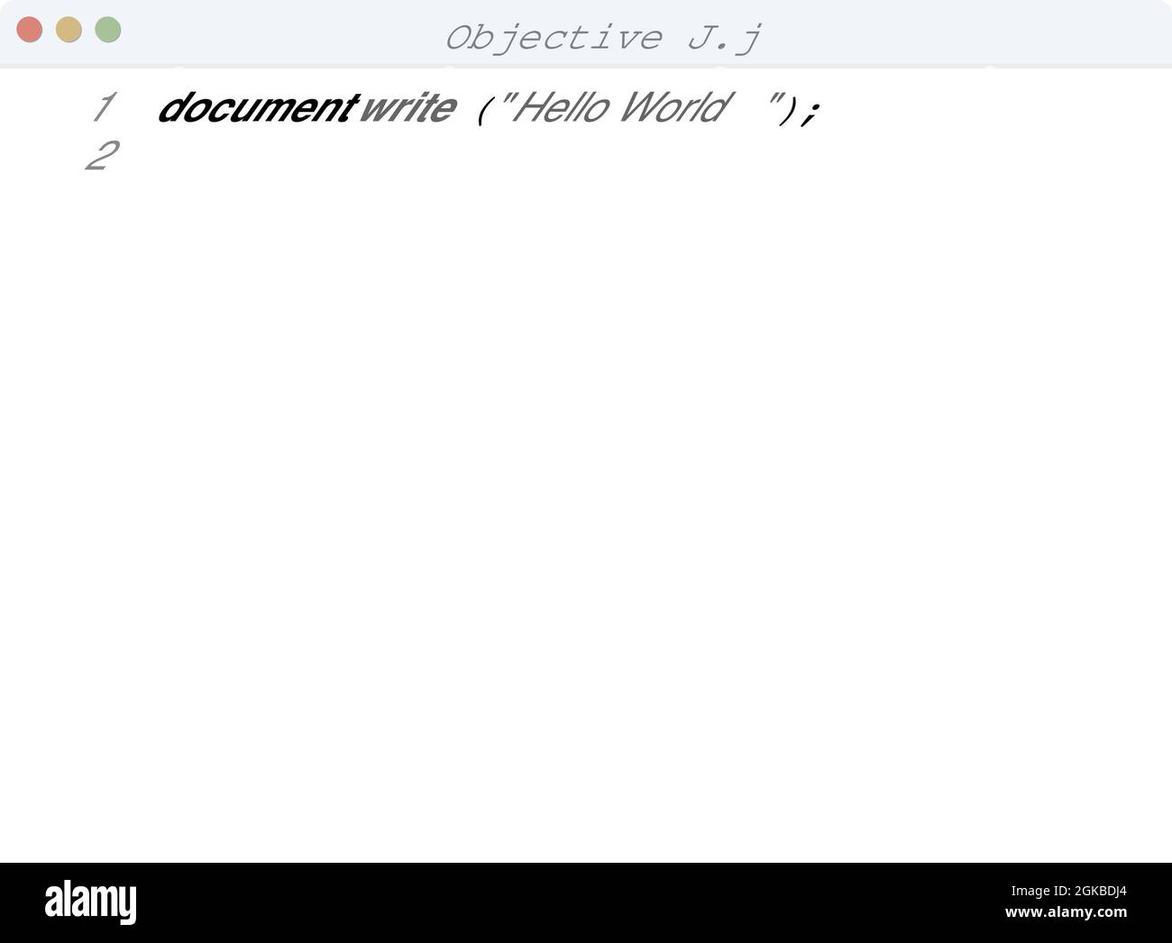 Objective J language Hello World program sample in editor window ...