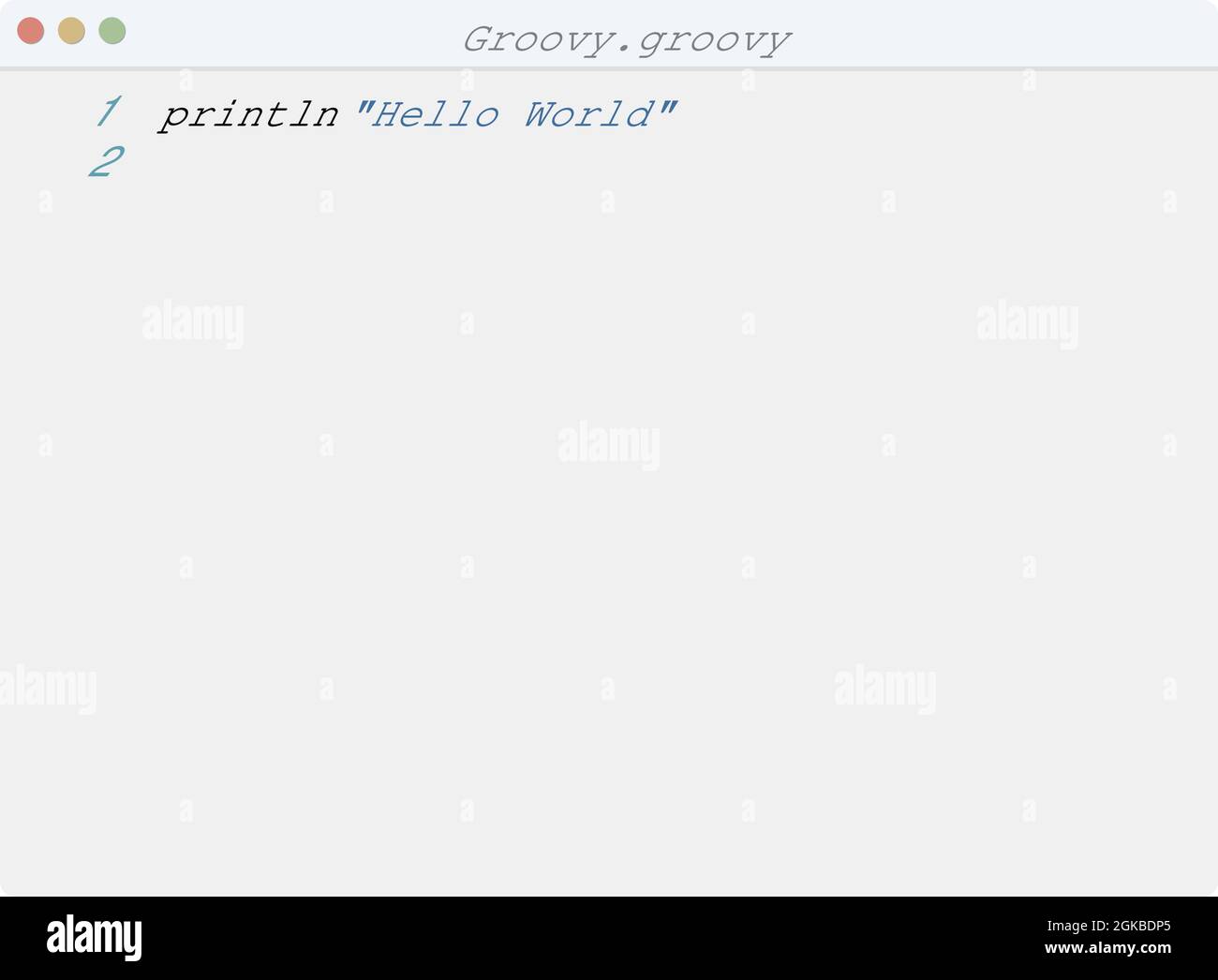 Groovy Language Hello World Program Sample In Editor Window Illustration Stock Vector Image 