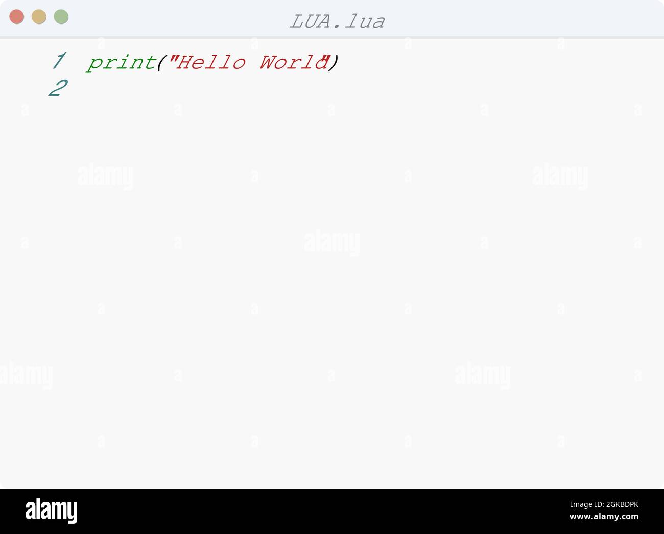 Lua Language Hello World Program Sample In Editor Window Illustration Stock Vector Image And Art