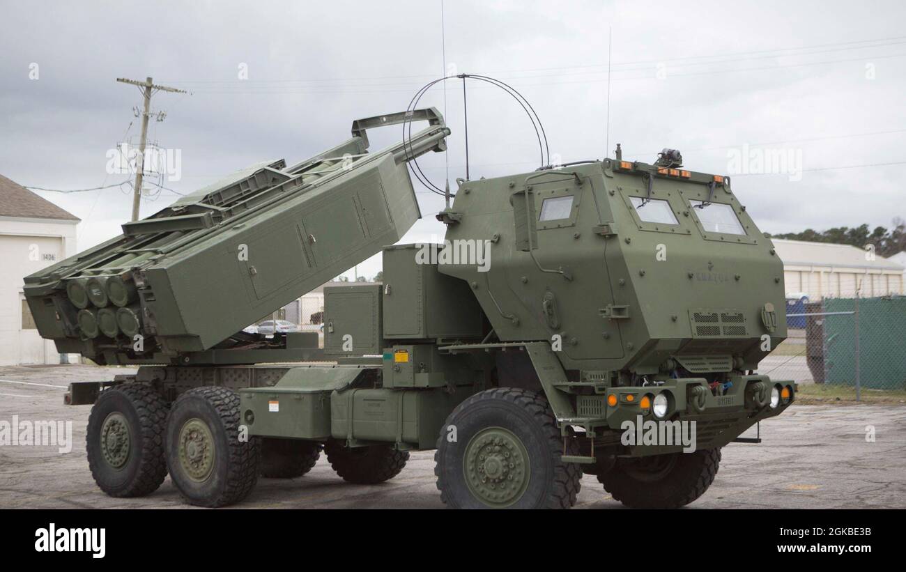 A High Mobility Artillery Rocket System (HIMARS) conducts pre-shoot ...