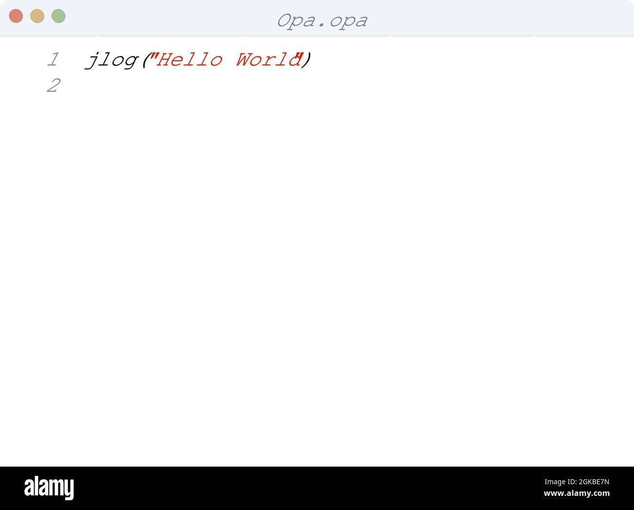 Opa language Hello World program sample in editor window illustration ... Opa language Hello World program sample in editor window illustration ...