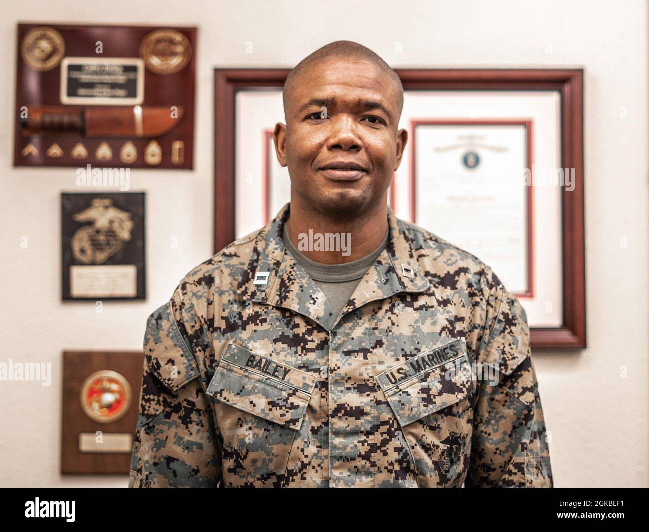 U.S. Marine Corps Capt. Gabra A. Bailey, a supply officer with 12th ...