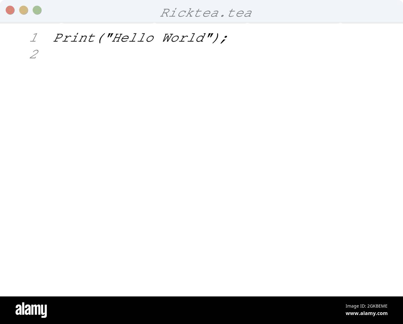 Ricktea language Hello World program sample in editor window illustration Stock Vector Image ...