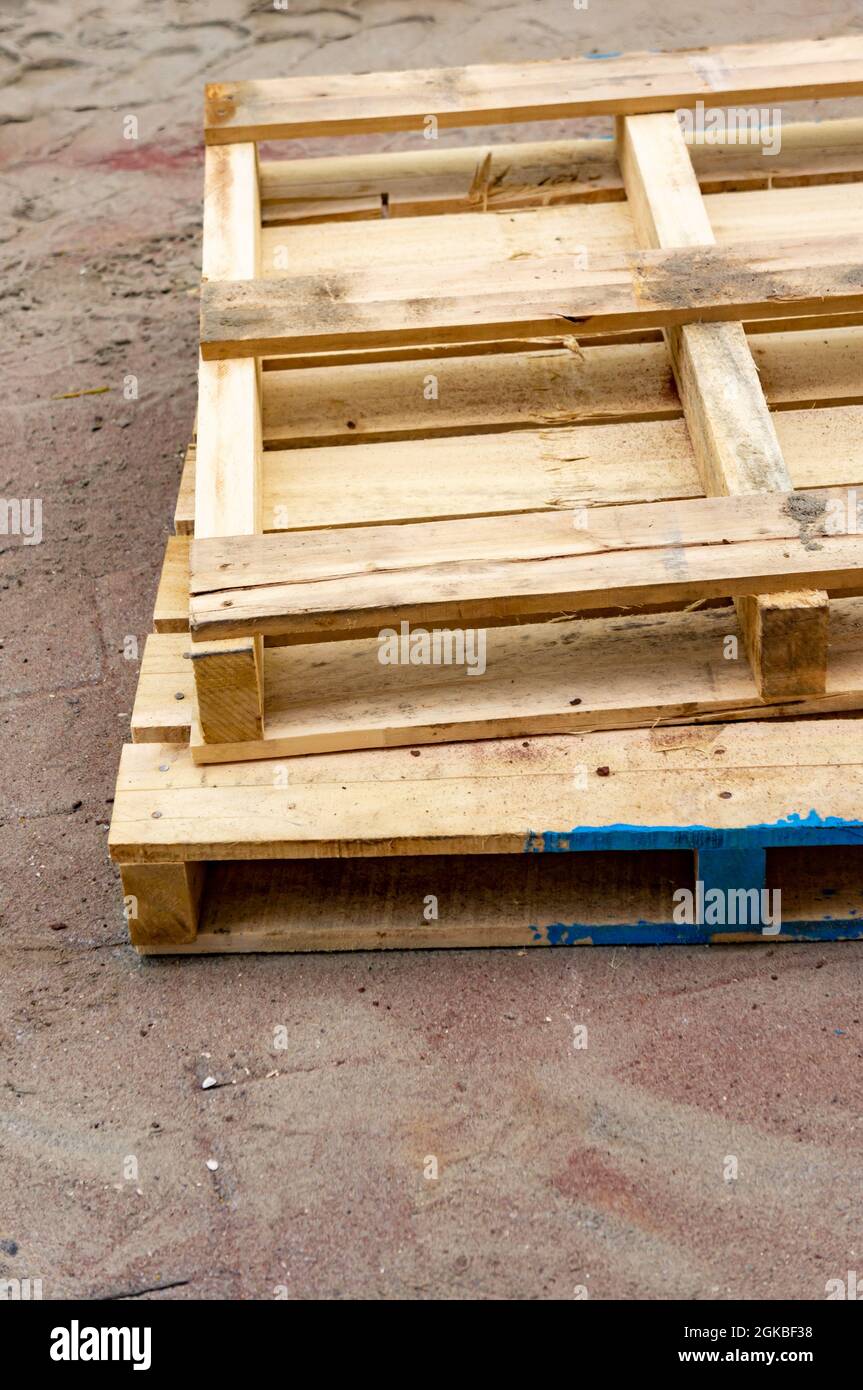 Stacked wooden pallets on hi-res stock photography and images - Alamy
