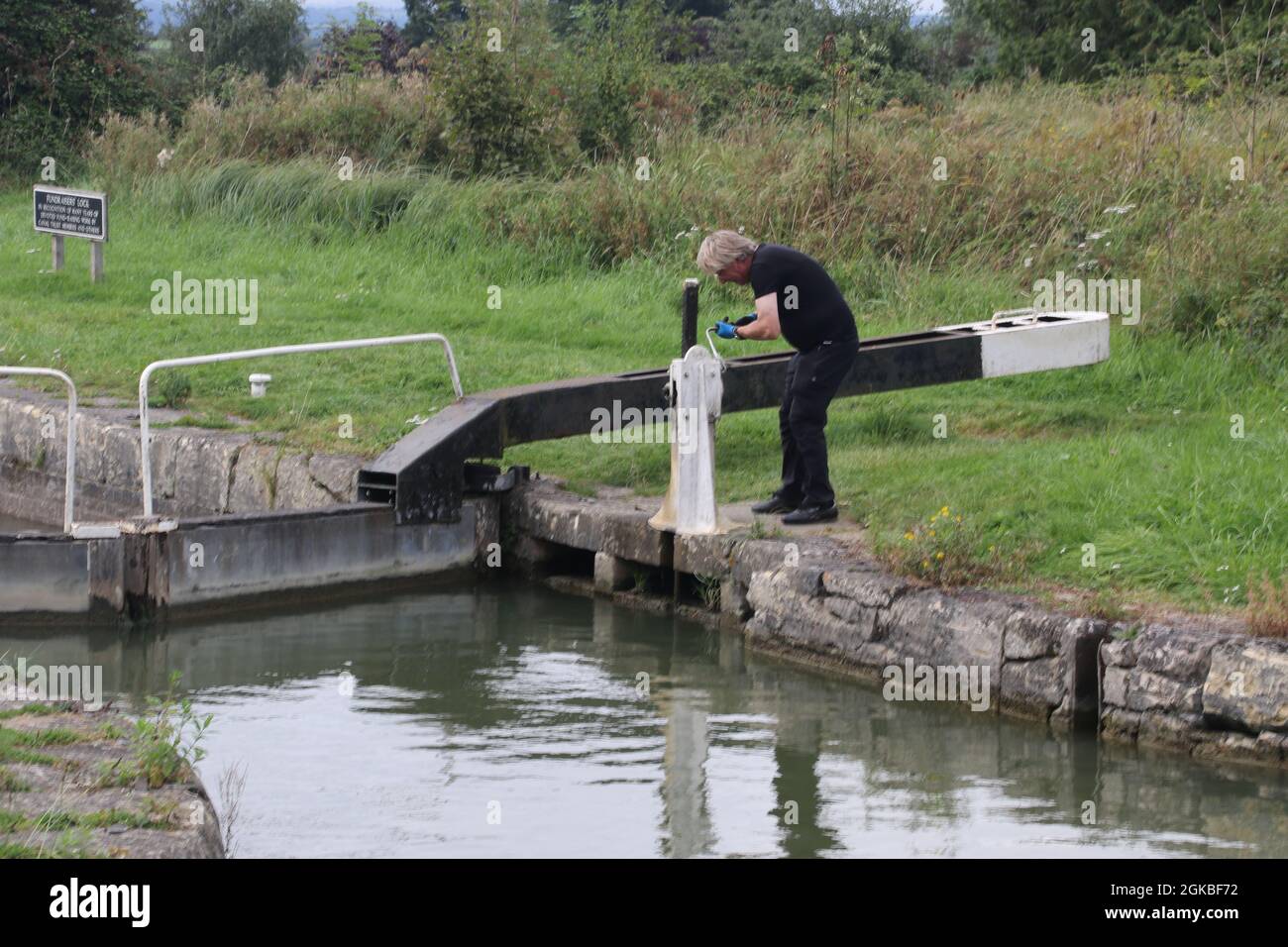 man opening lock gates Stock Photo - Alamy