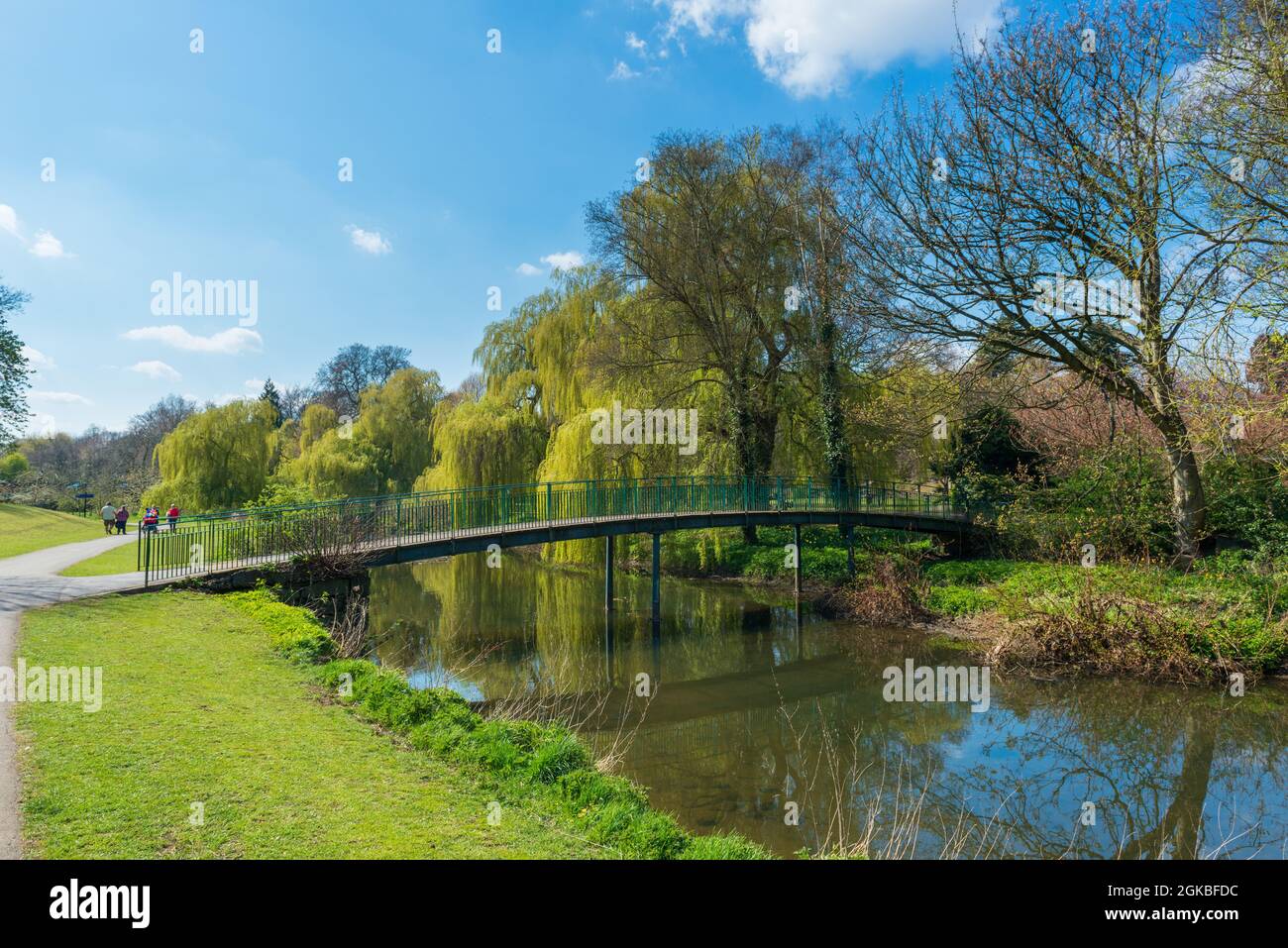 Trees river bridge footbridge hi-res stock photography and images - Alamy