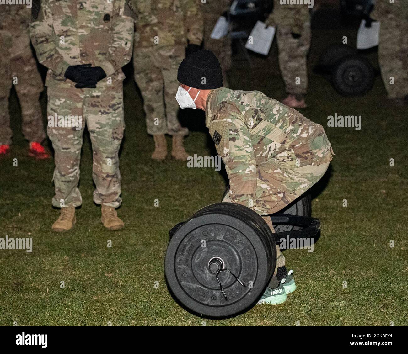 Sgt. Devin McKinney, a soldier of A Company/44th Expeditionary Signal Battalion, performs the ...