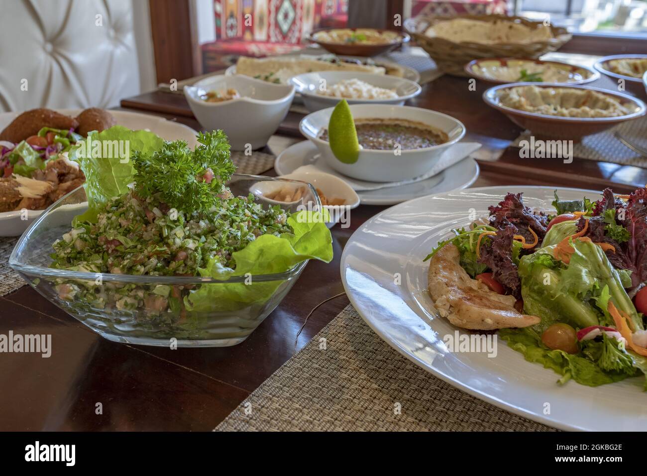 variety of Lebanese cuisine dishes, side view Stock Photo - Alamy