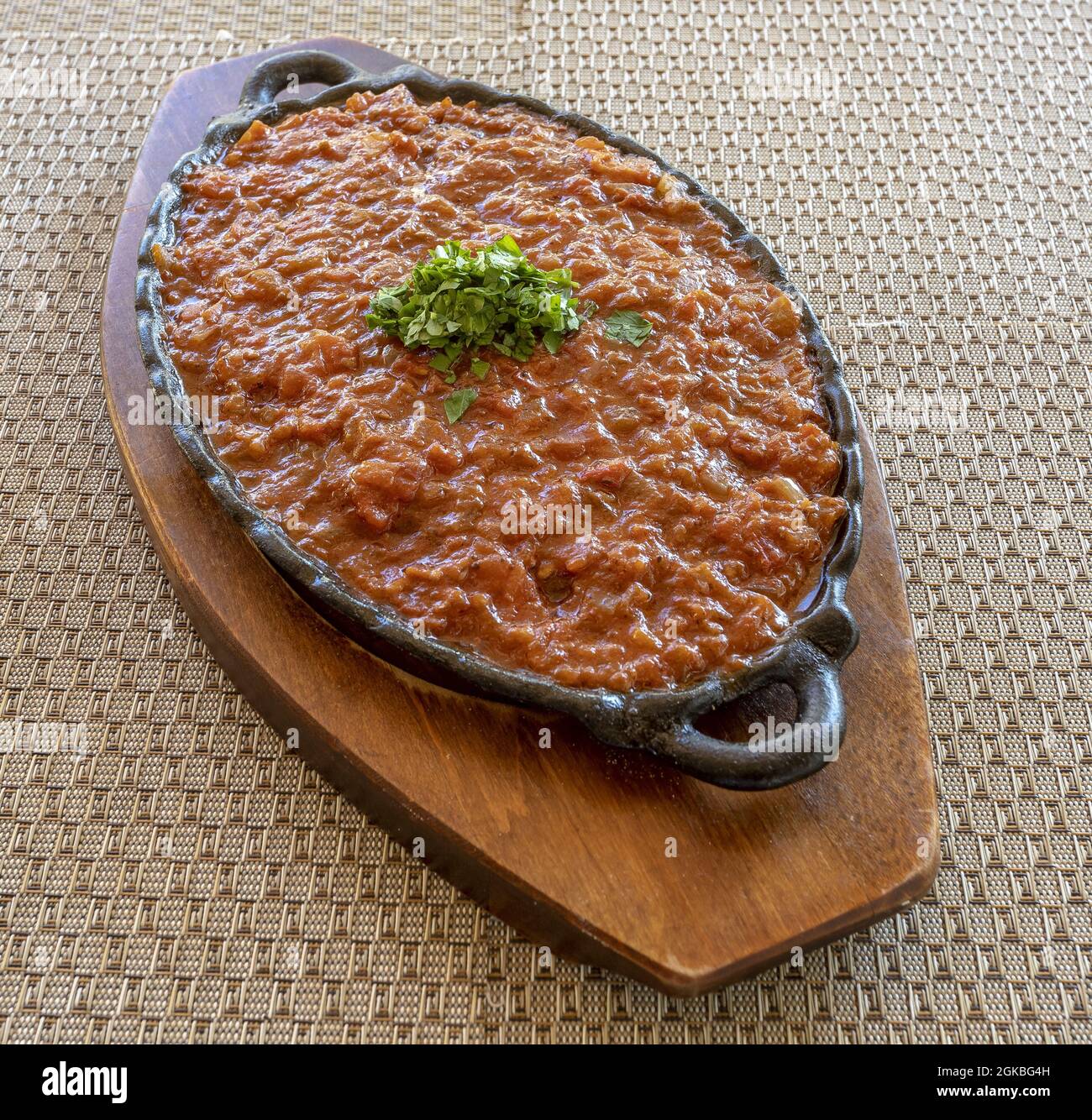 Halal meat hash, prepared in the Arabic style with spice Stock Photo ...