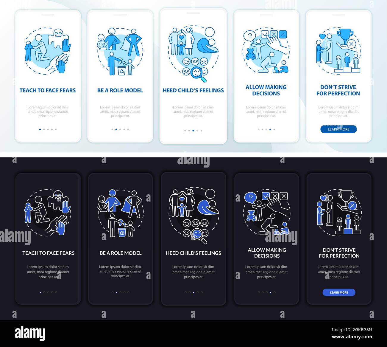 Raising child tips onboarding mobile app page screen Stock Vector Image ...