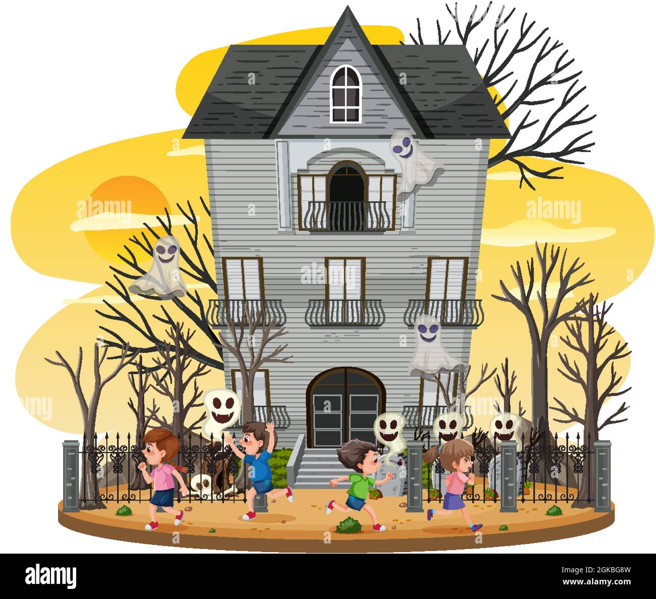 Haunted house at daytime scene illustration Stock Vector Image & Art ...