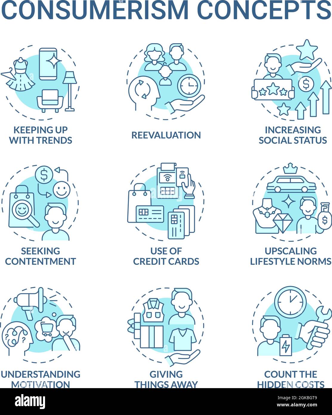 Consumerism blue concept icons set Stock Vector Image & Art - Alamy