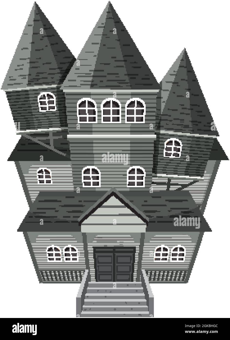 Isolated haunted mansion facade illustration Stock Vector Image & Art ...