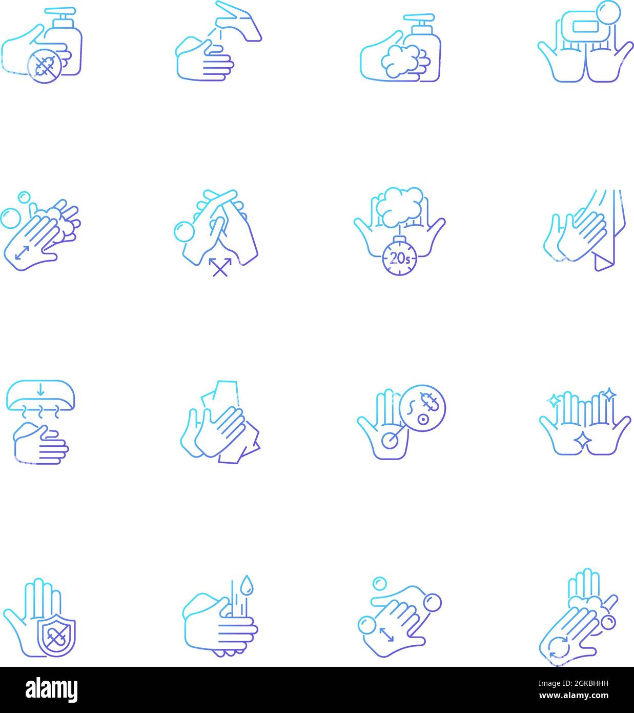 Keeping hands clean gradient linear vector icons set Stock Vector Image ...