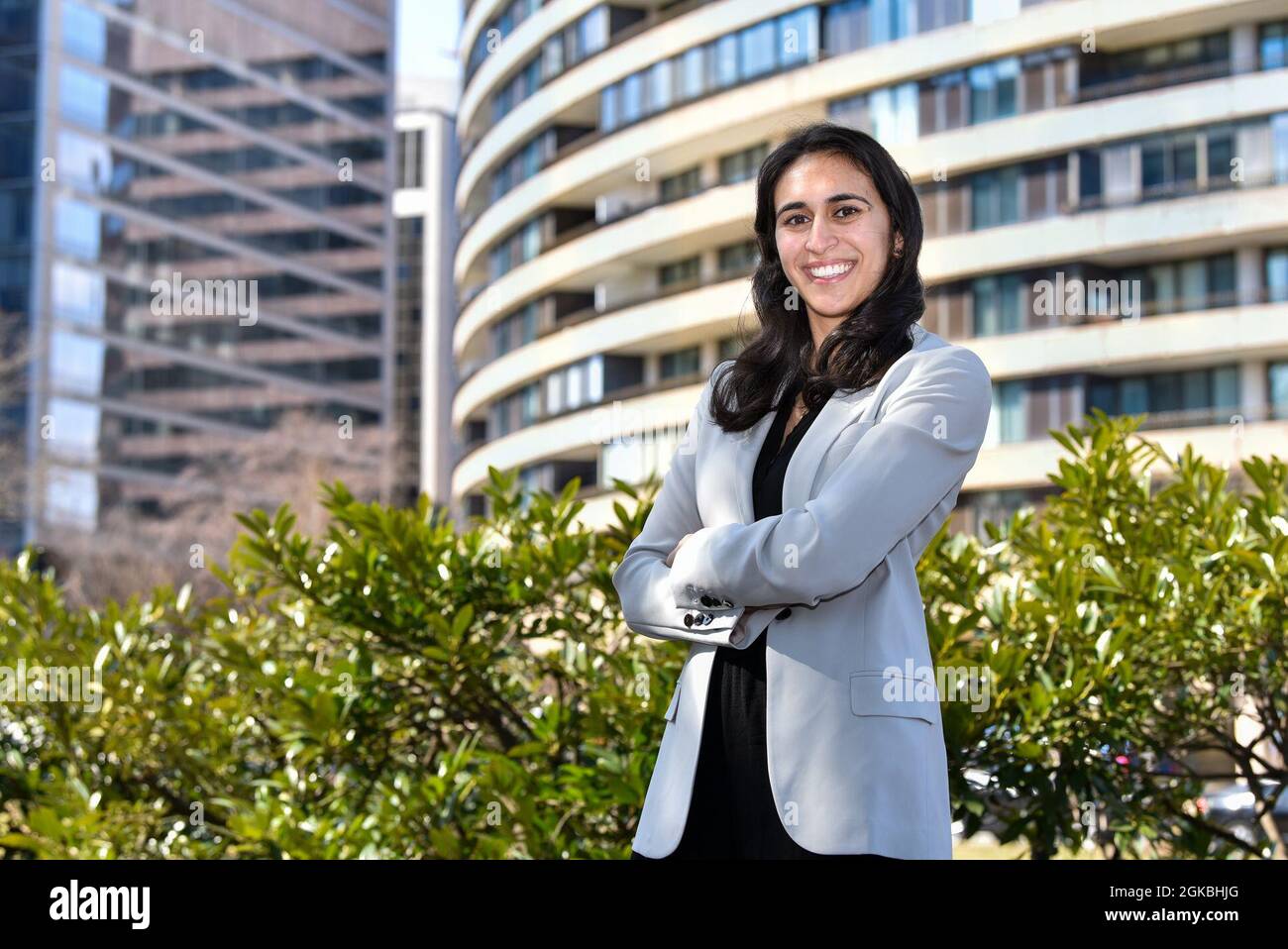 Mehvish Khan, F-35 Contract Specialist, poses for a photograph outside ...
