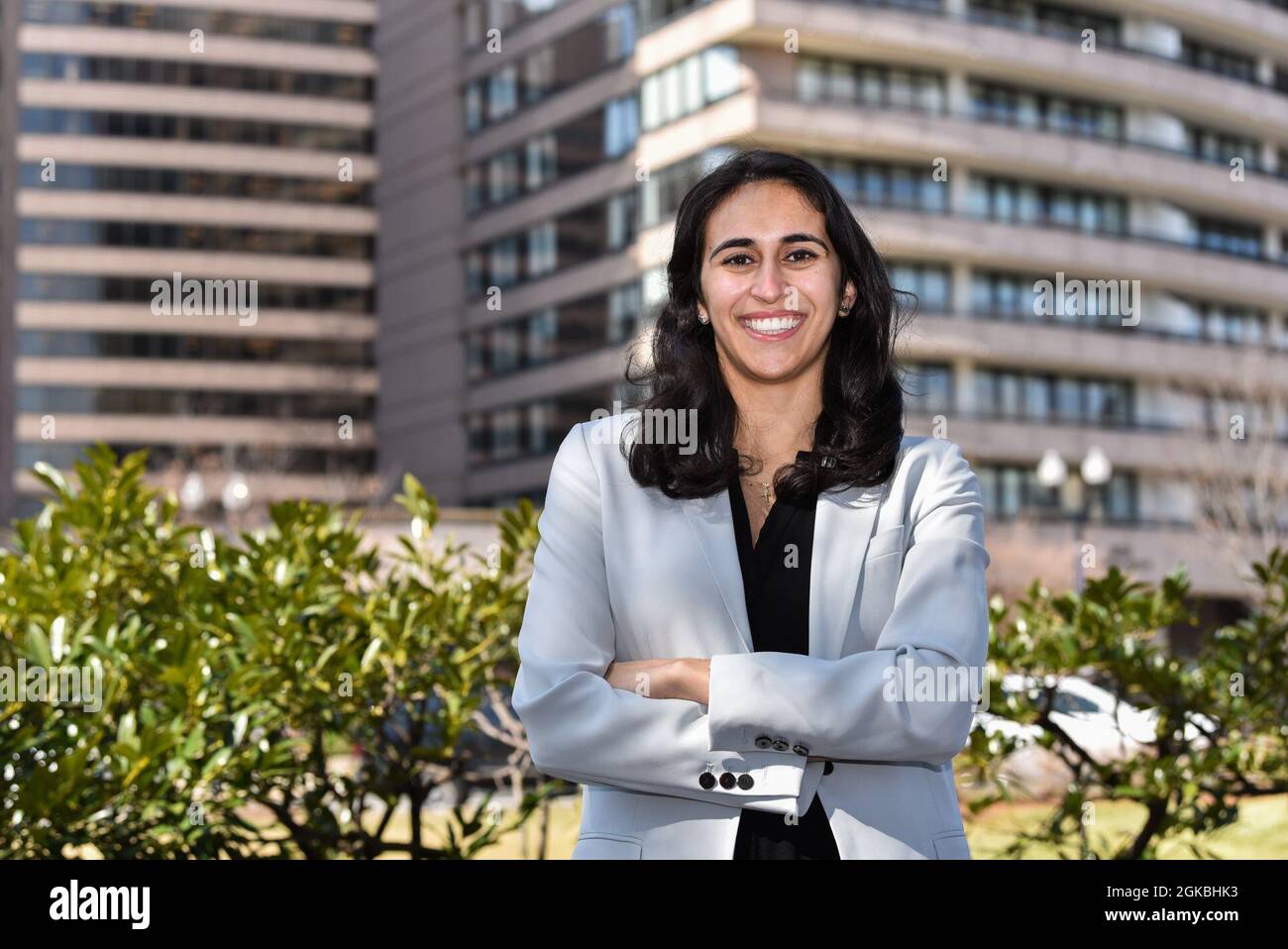 Mehvish Khan, F-35 Contract Specialist, poses for a photograph outside ...
