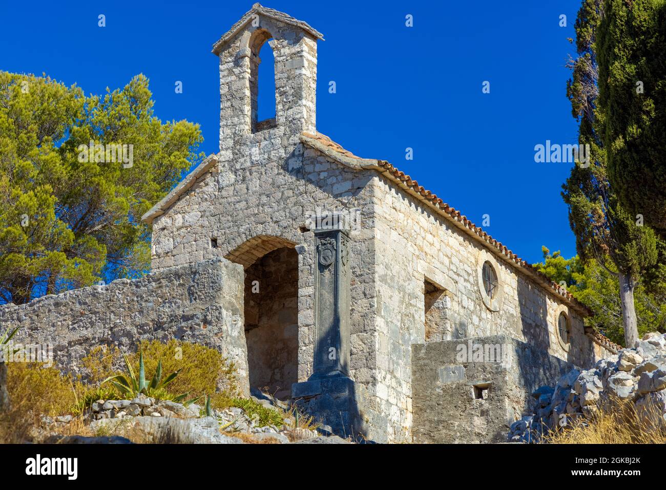 Ancient church near Hvar town on Hvar island, Croatia Stock Photo - Alamy