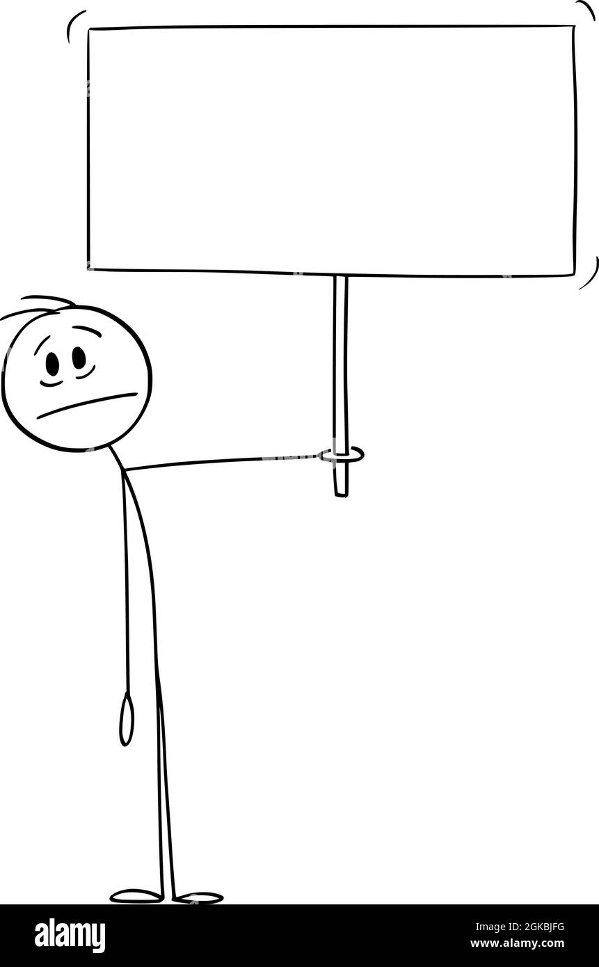 Frustrated Person Holding Empty Sign , Vector Cartoon Stick Figure ...