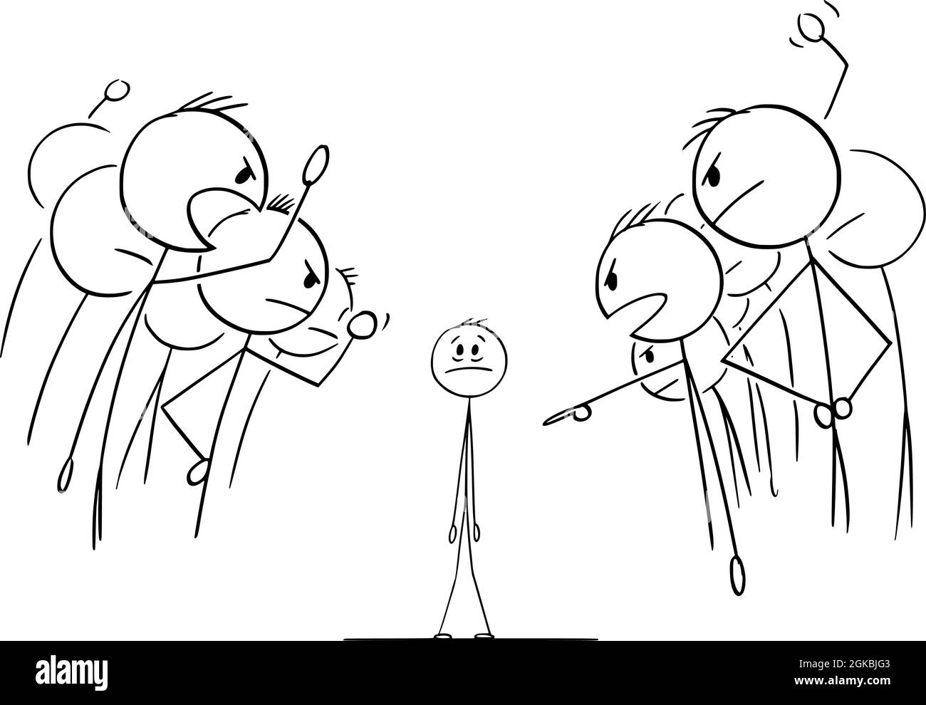 Crowd or People or Colleagues Is Blaming Guilty Person , Vector Cartoon ...