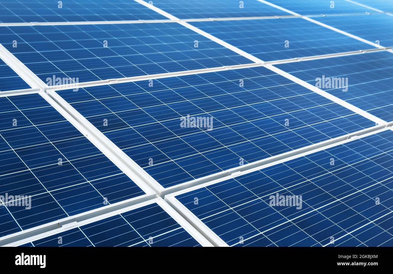 Solar panels installed outdoors, closeup Stock Photo - Alamy