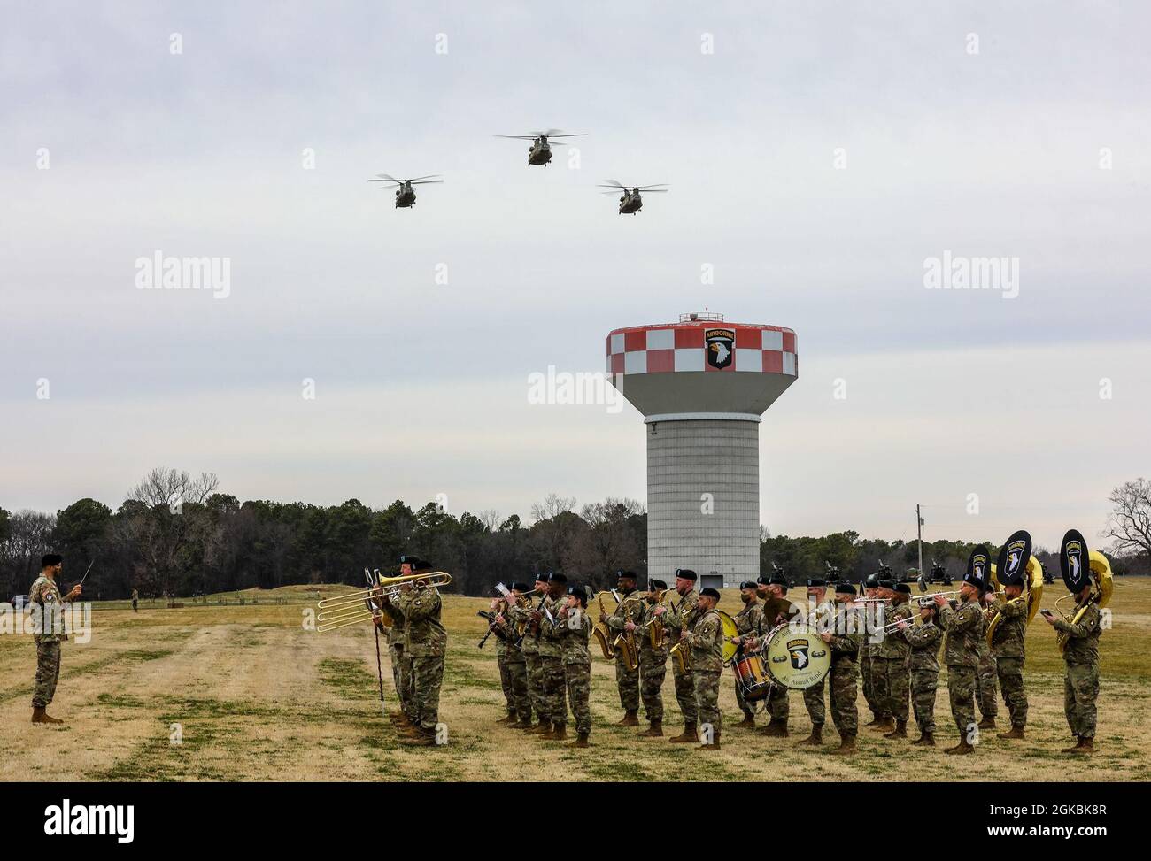 The 101st Airborne Division Band performs the division song while the ...