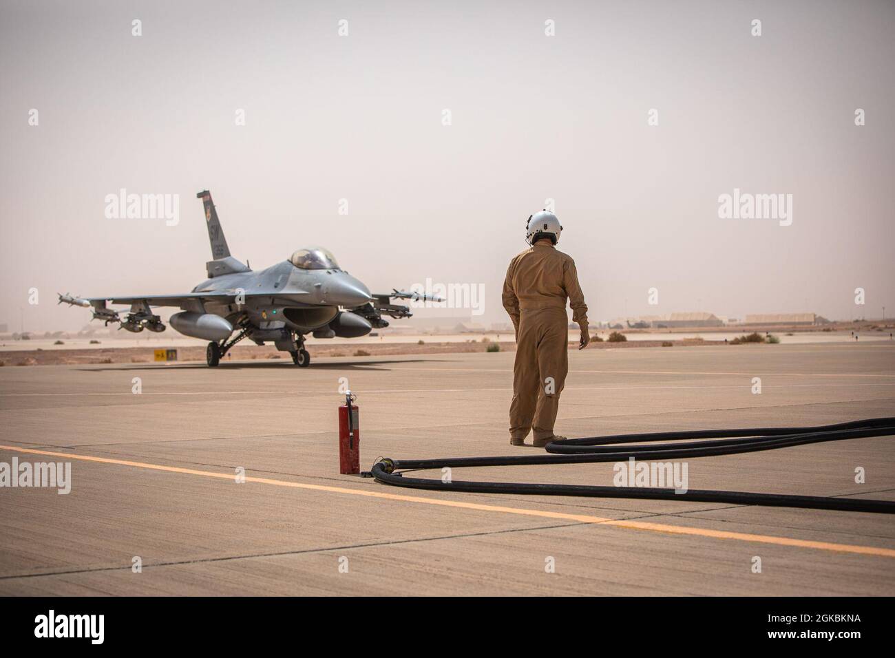 A U.S. Marine with Marine Aerial Refueler Transport Squadron 352 (VMGR ...