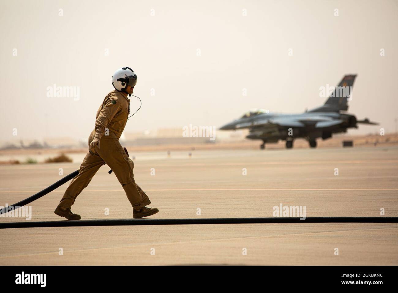 A U.S. Marine with Marine Aerial Refueler Transport Squadron 352 (VMGR ...