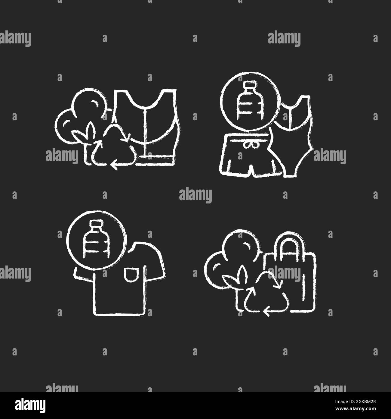 Lessening impact on environment chalk white icons set on dark ...