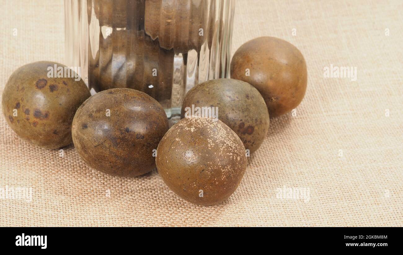 Monk fruit or Luo Han Guo. Dried fruits for healthy sweetener drink ...