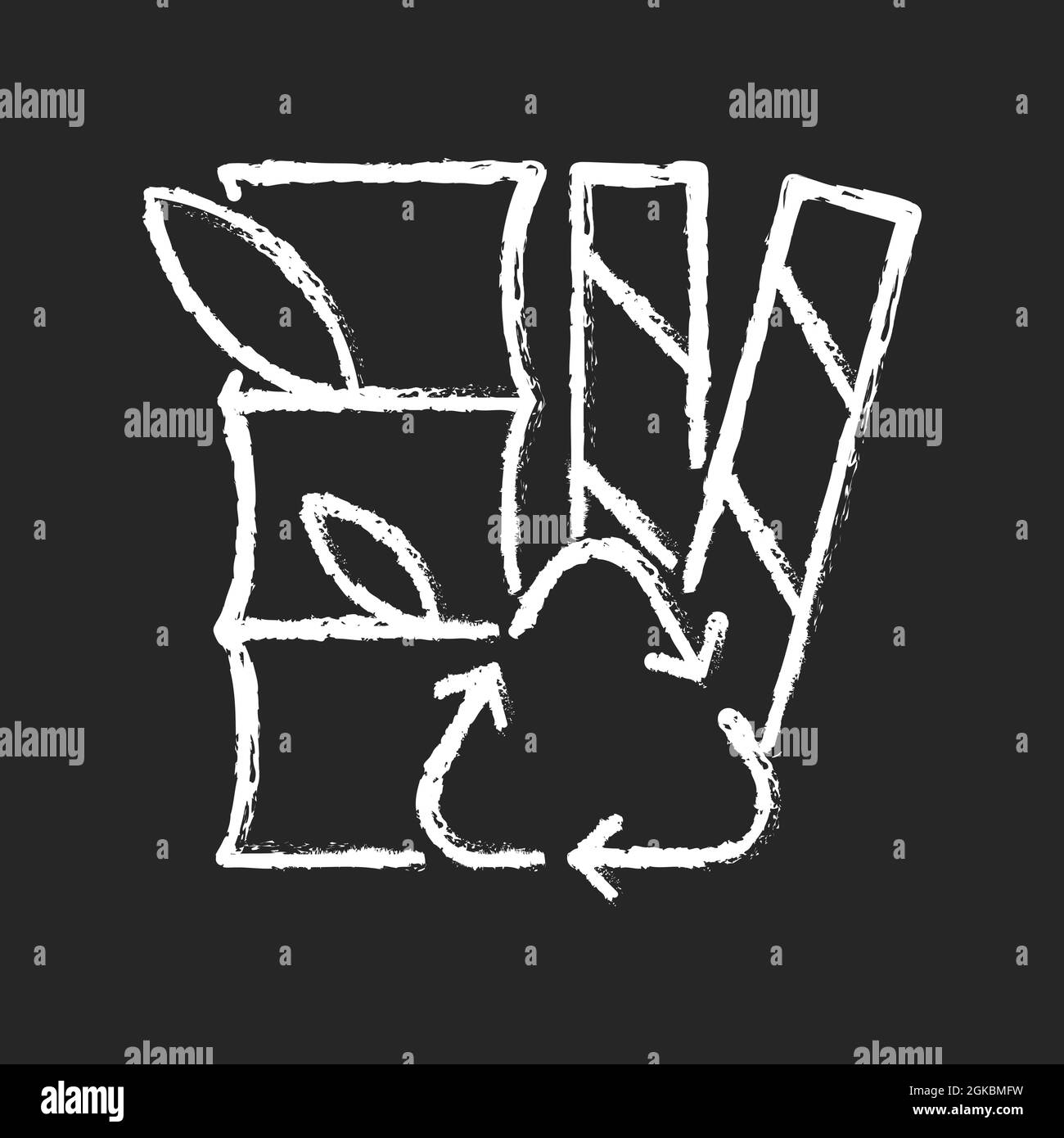 Compostable straws from plants chalk white icon on dark background ...