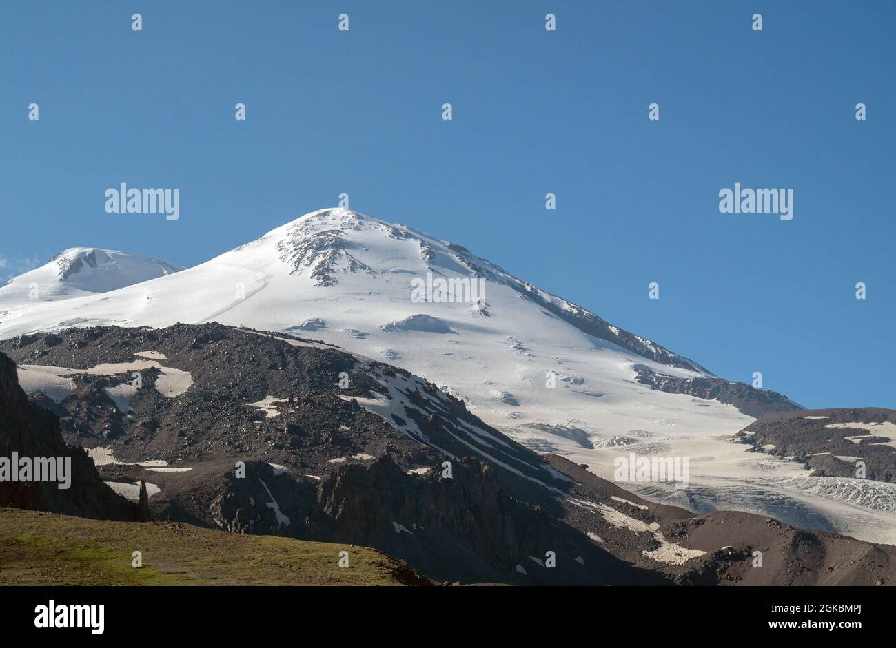 The Caucasian mountain Range. Perspective of caucasian snow mountain or ...