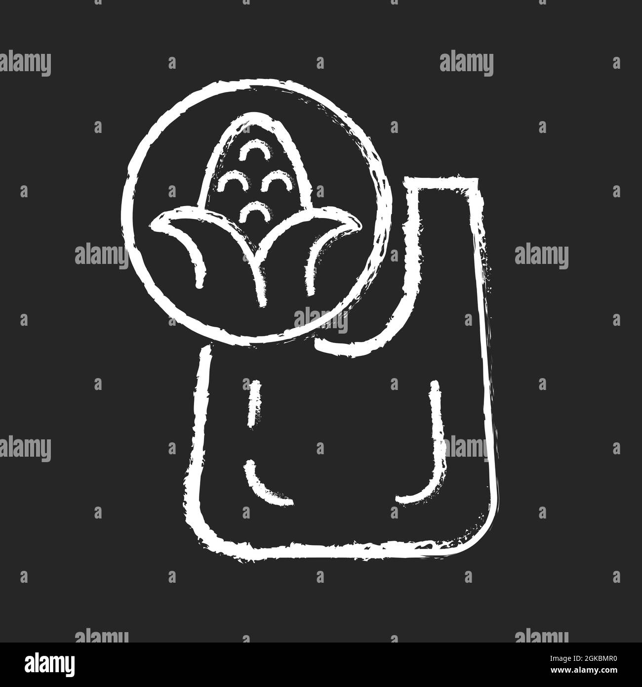 Compostable bag made from corn chalk white icon on dark background ...