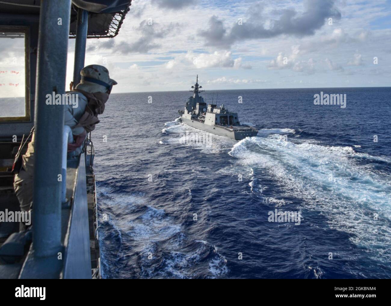 Chief Mate, John Holesha aboard USNS John Ericsson (T-AO 194) watches ...