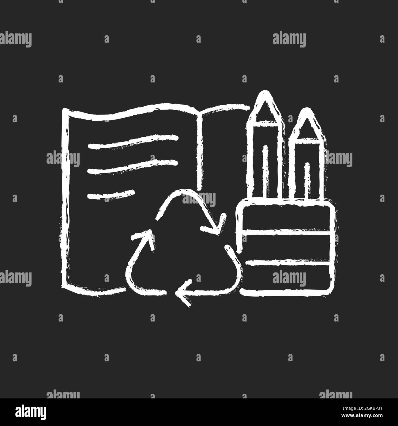 Stationery from recycled magazines chalk white icon on dark background ...