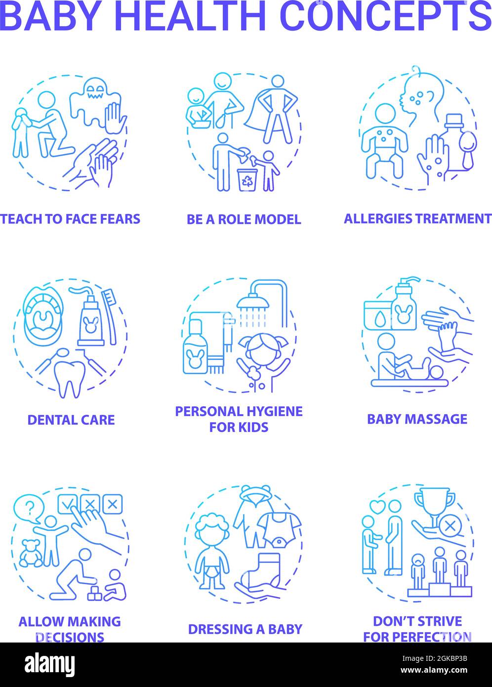 Baby health blue gradient concept icons set Stock Vector Image & Art ...