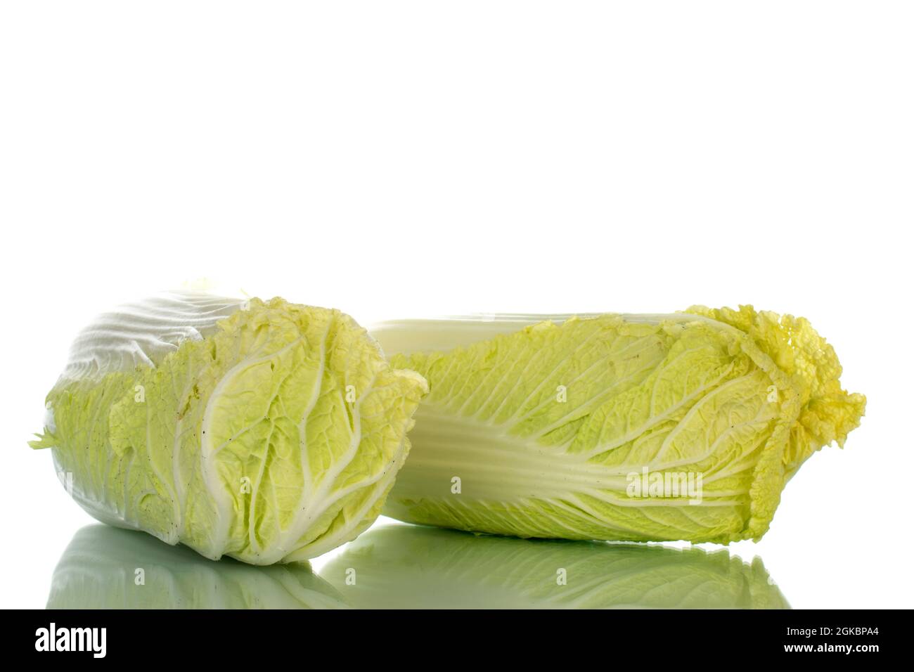 Two organic Chinese cabbage, close-up, isolated on white Stock Photo ...