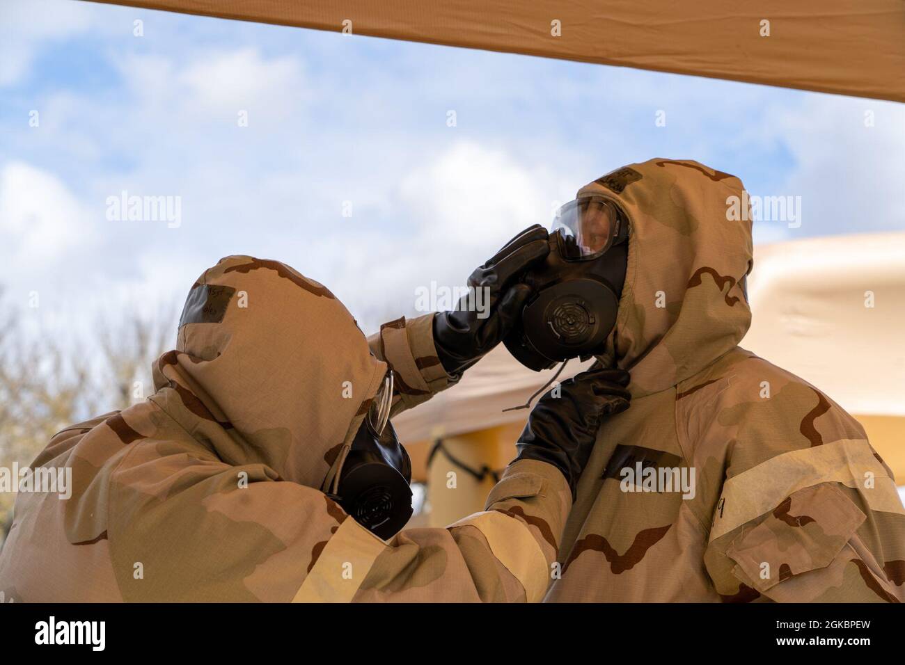 Airmen from the 142nd Wing enter a Contamination Control Area (CCA ...