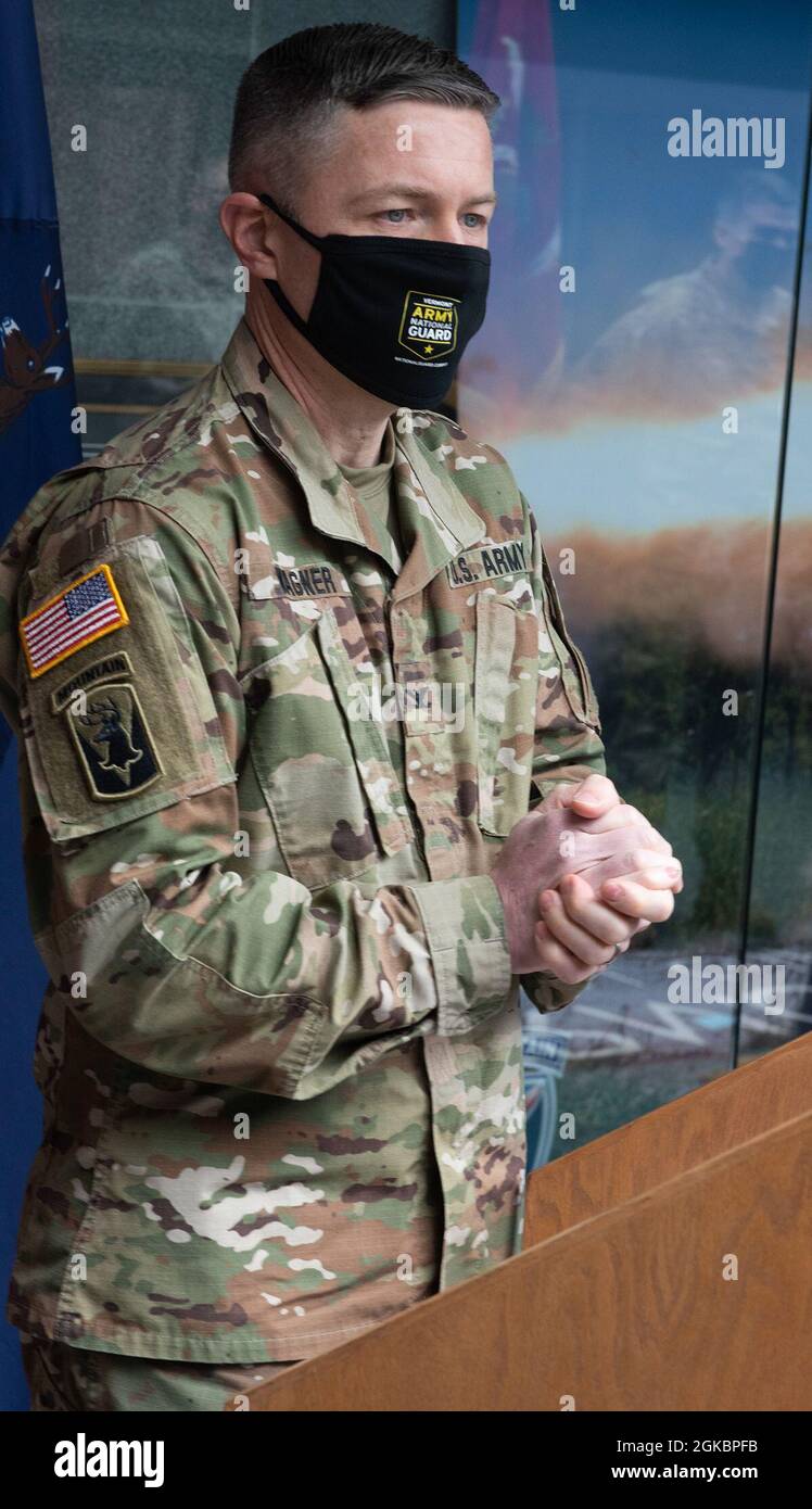 Col. William Wagner speaks to physical and virtual guests shortly after ...