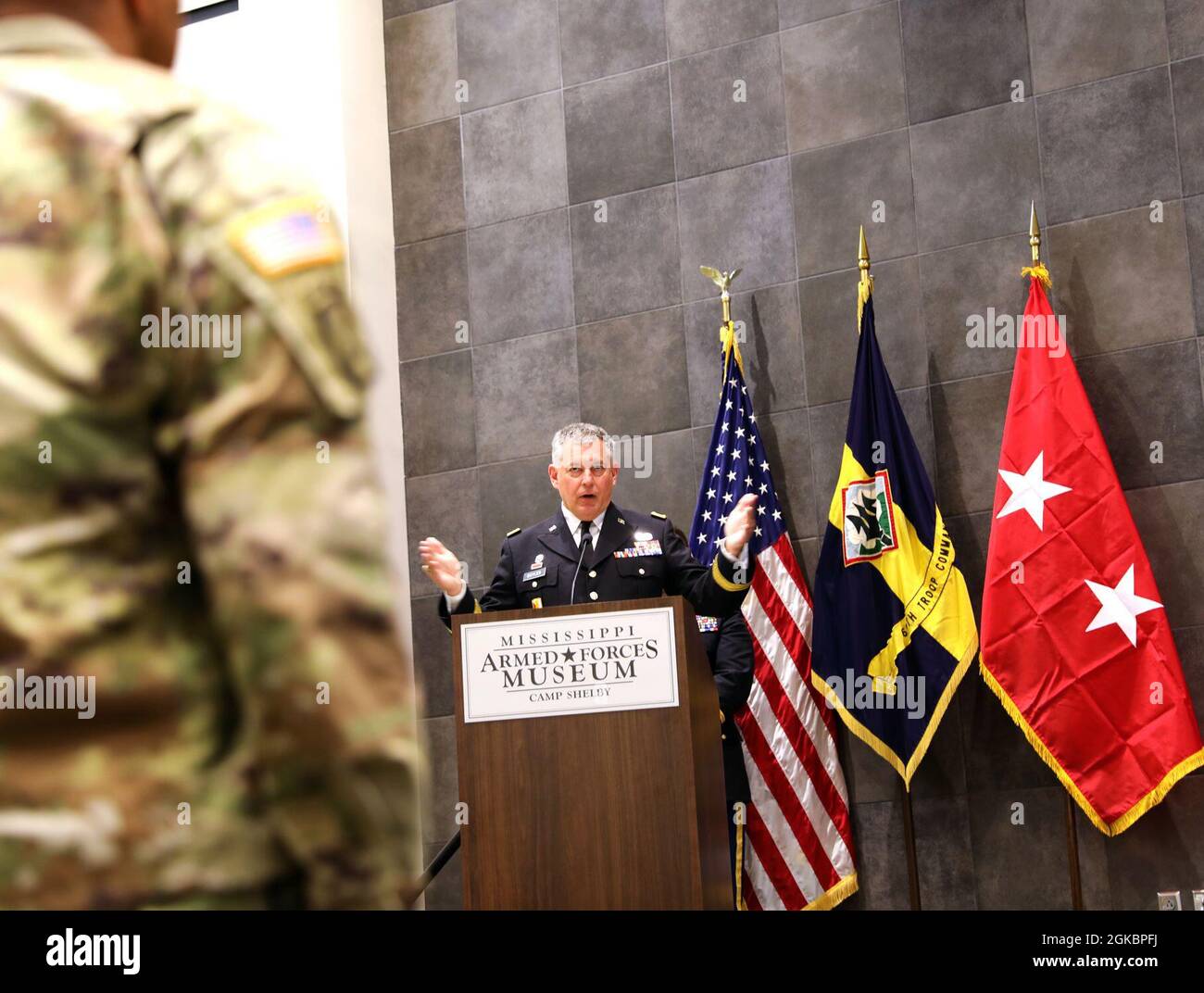 Maj. Gen. Jansen D. Boyles, adjutant general of Mississippi, speaks to ...