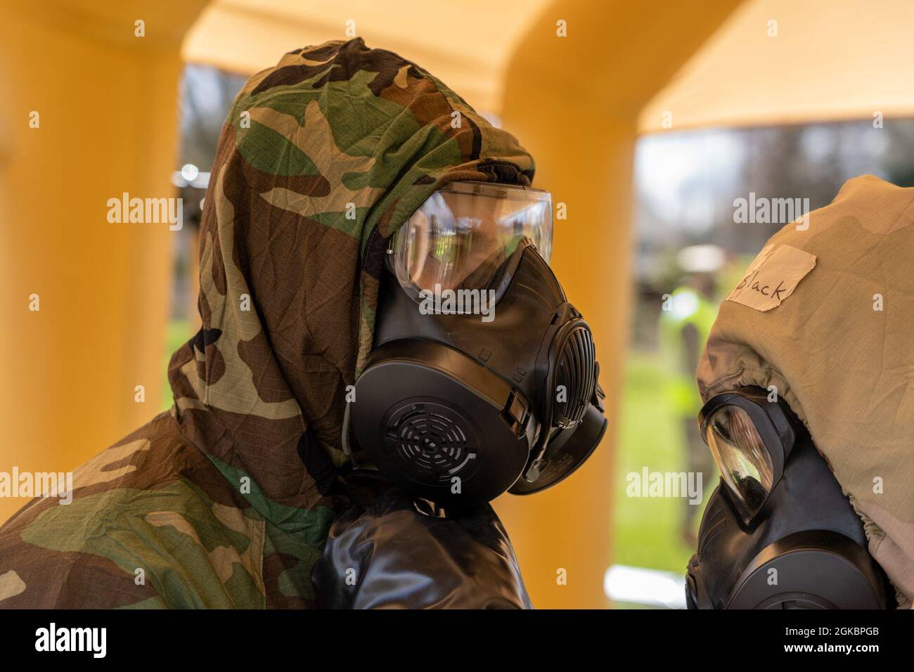 Airmen from the 142nd Wing enter a Contamination Control Area (CCA ...